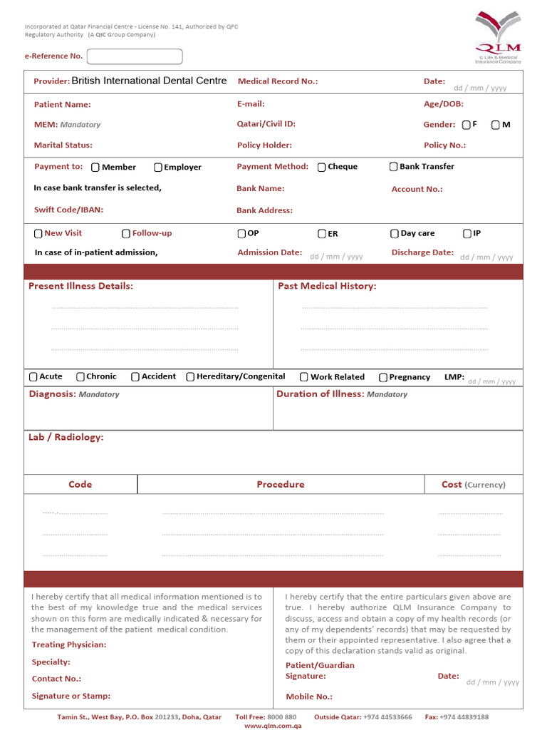 QLM Medical Reimbursement Claim Form | PDF | Health Care | Social Programs
