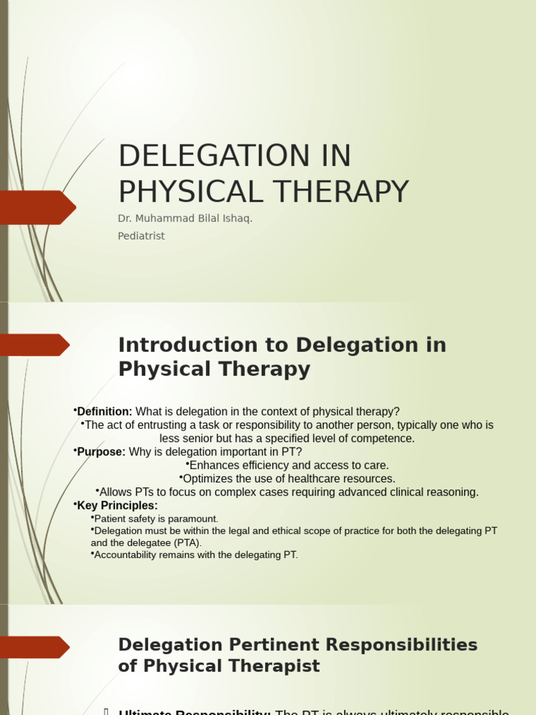 Delegation in Physical Therapy | PDF | Physical Therapy | Psychotherapy