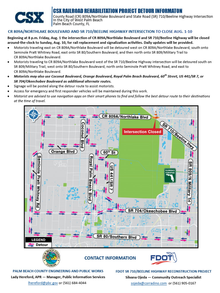 CSX Railroad Replacement Detour Info Flyer Aug1 Eng | PDF