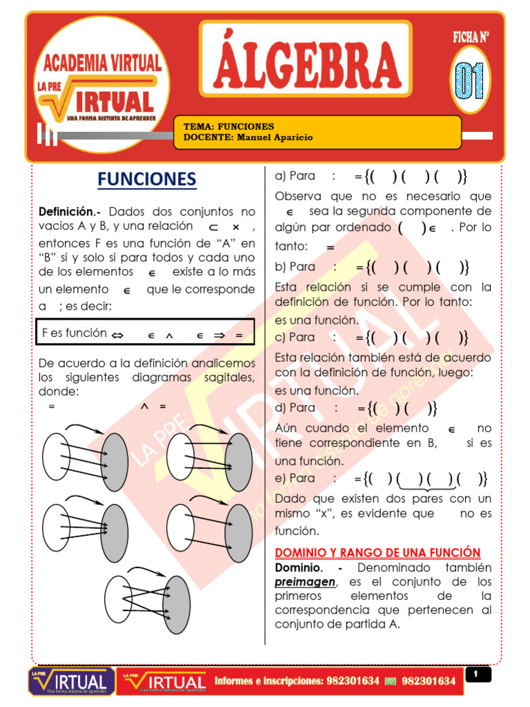 Ficha #01 - Funciones | PDF | Función (Matemáticas) | Lógica matemática