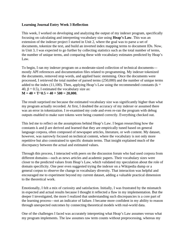 Learning Journal Entry Week 3 Reflection | PDF | Accuracy And Precision ...