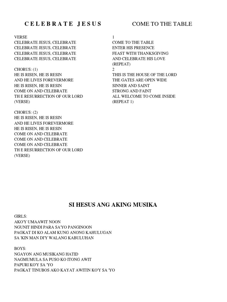 Church Songs | PDF | Lord's Prayer | Religious Belief And Doctrine