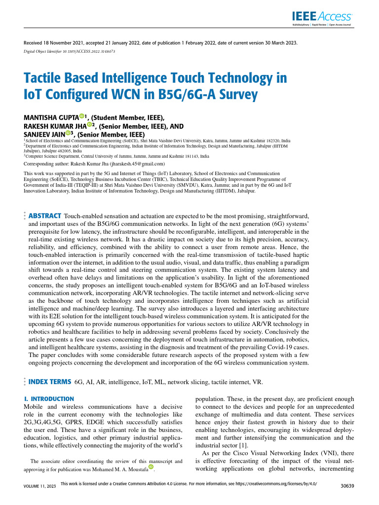 Tactile Based Intelligence Touch Technology in IoT Configured WCN in ...