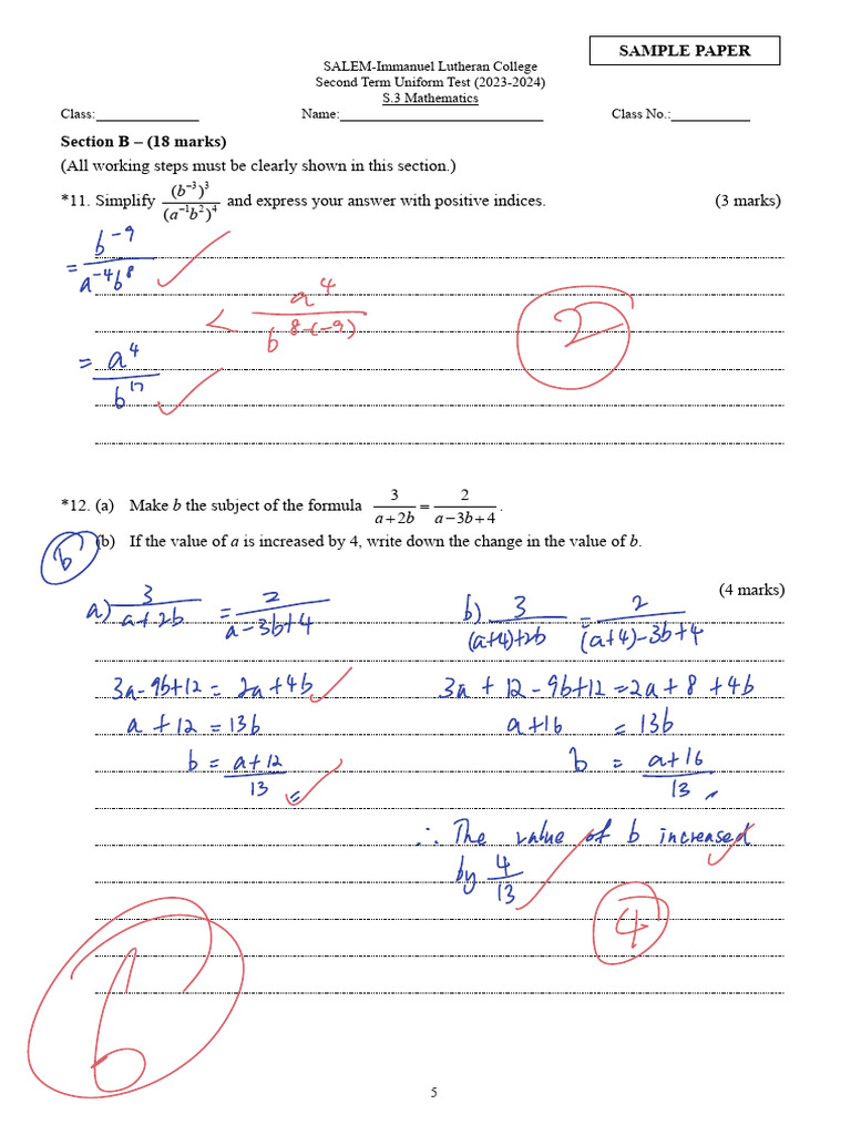 A3 Maths 2324 t2 s3 Ut Sample | PDF | Mathematics