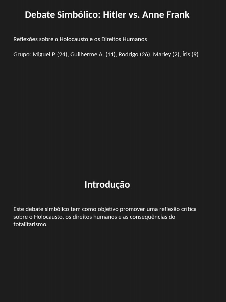 Debate Hitler AnneFrank Estilizado | PDF