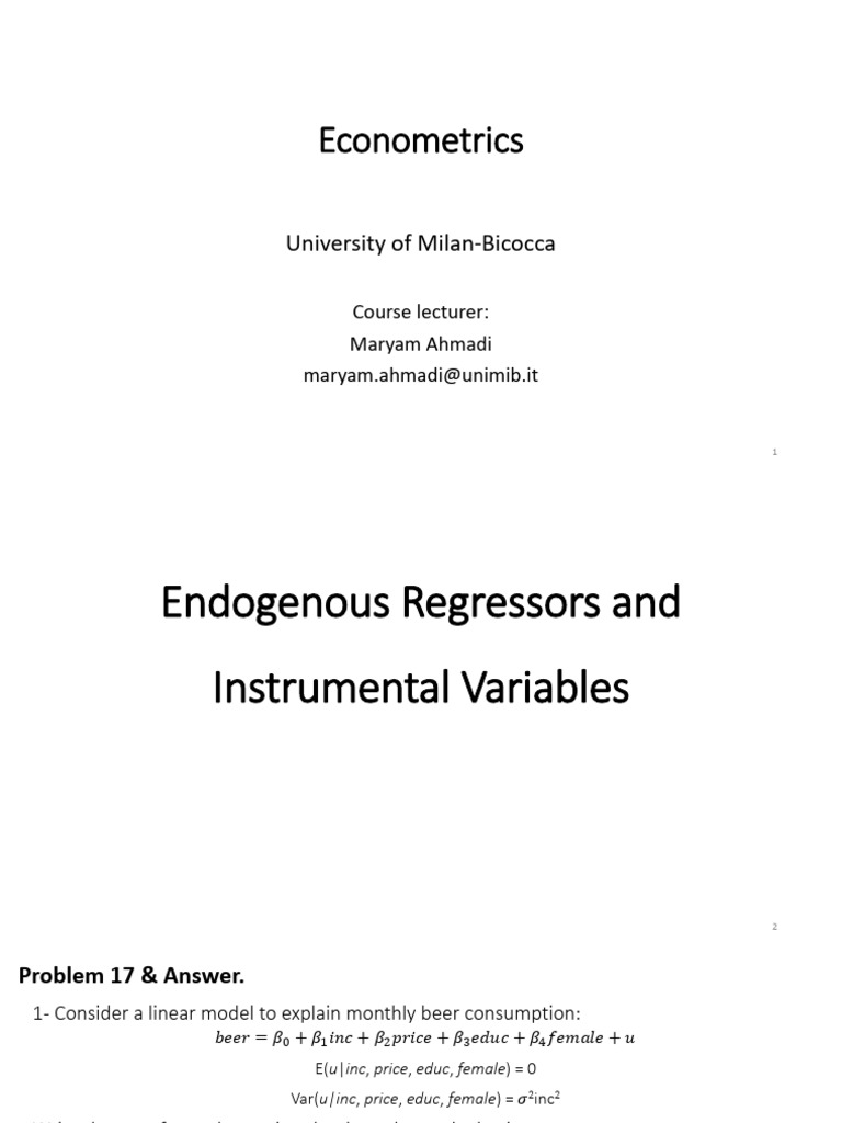 18-Econometrics-Linear Regression | PDF | Ordinary Least Squares ...