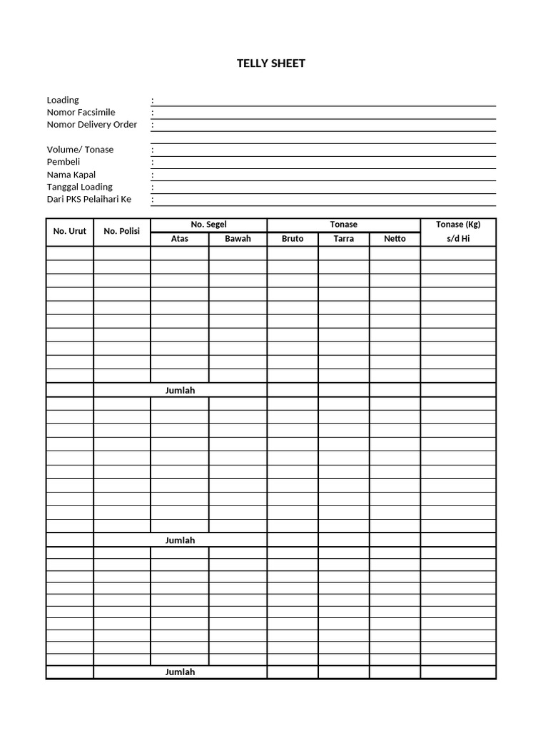 Telly Sheet untuk Proses Loading | PDF