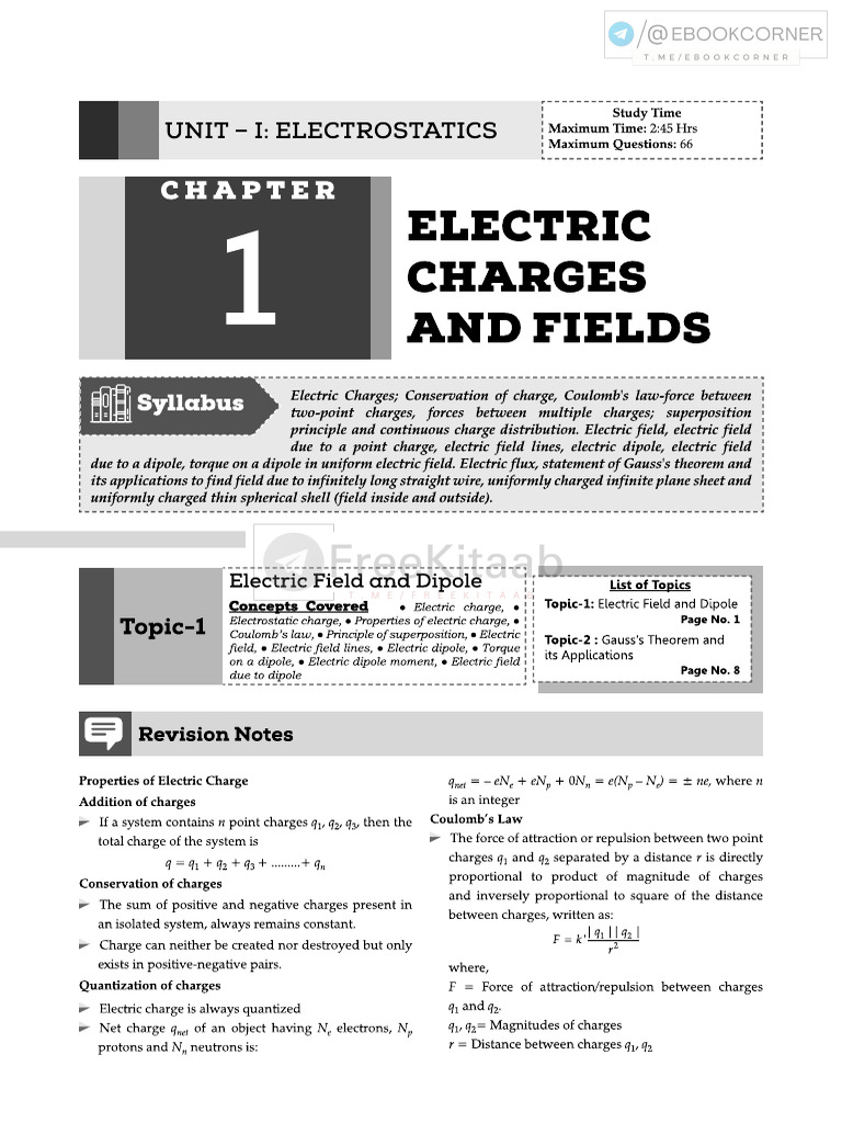 01-Electric Charges & Fields | PDF