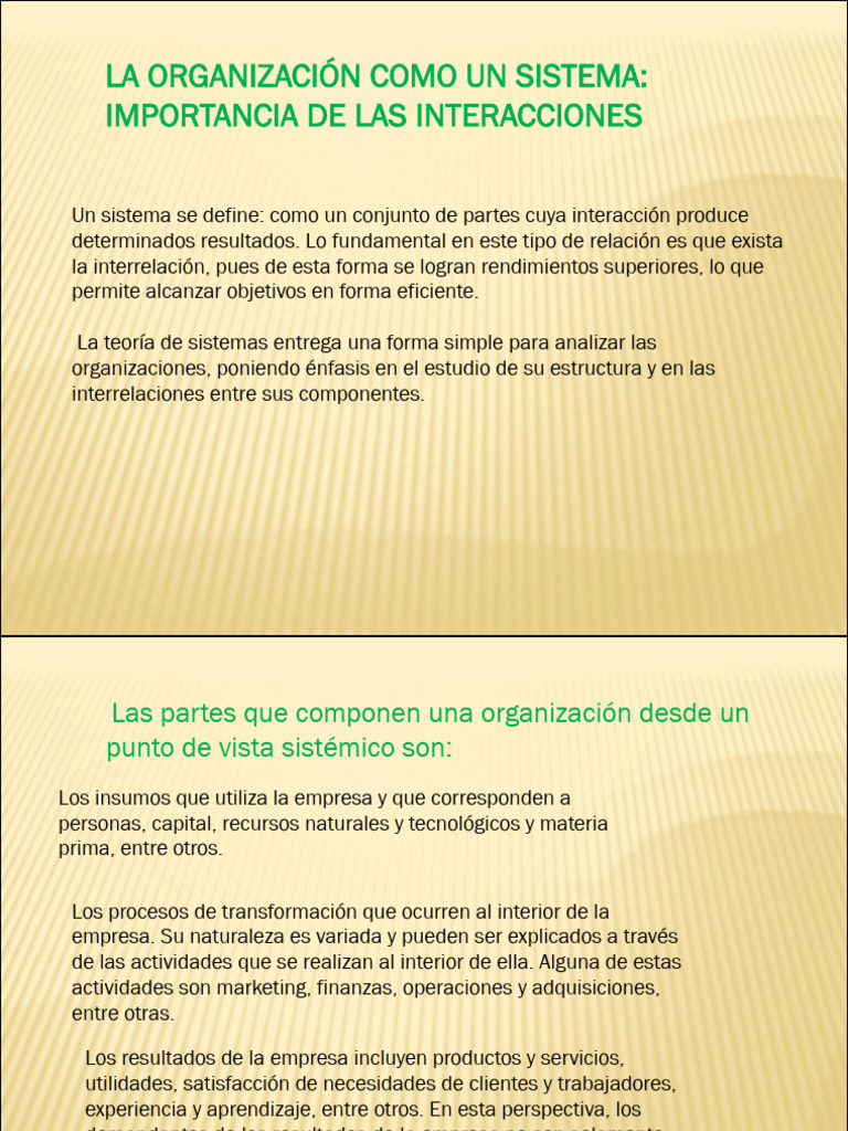 Interacciones en Organizaciones como Sistema | PDF | Business | Sistema