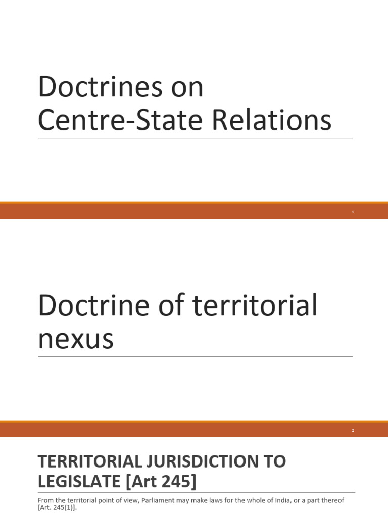 Doctrines On Centre-State Relations | PDF | Loans | Taxes