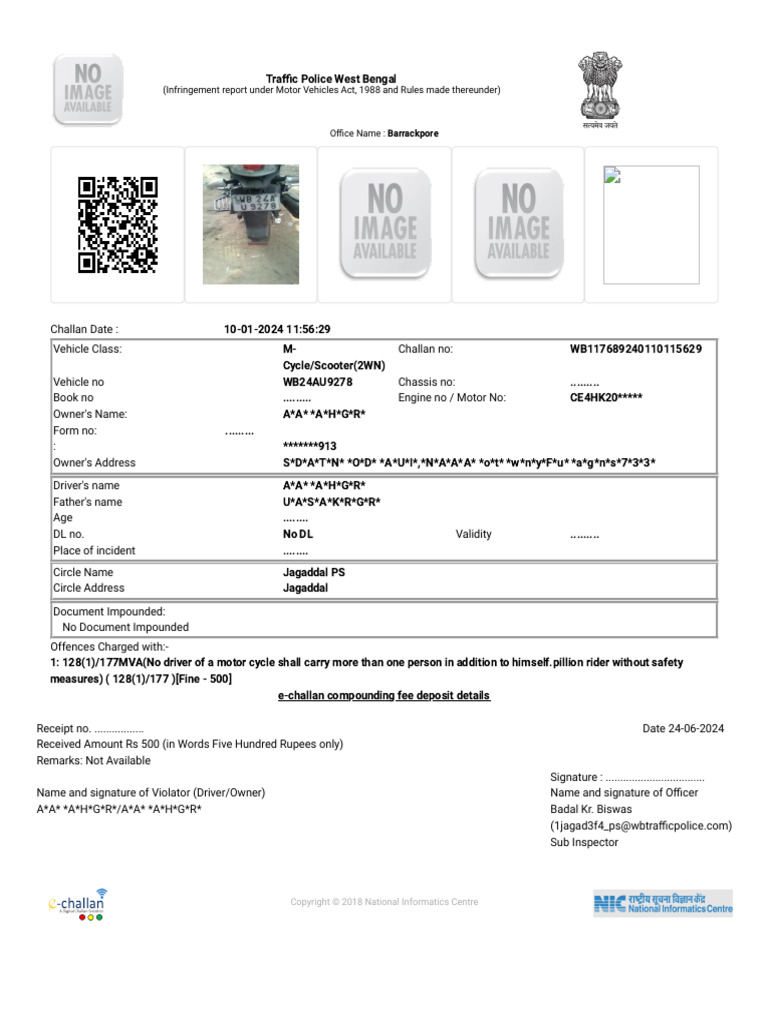 Echallan - Parivahan.gov - in Report Print-Page Challan No ...