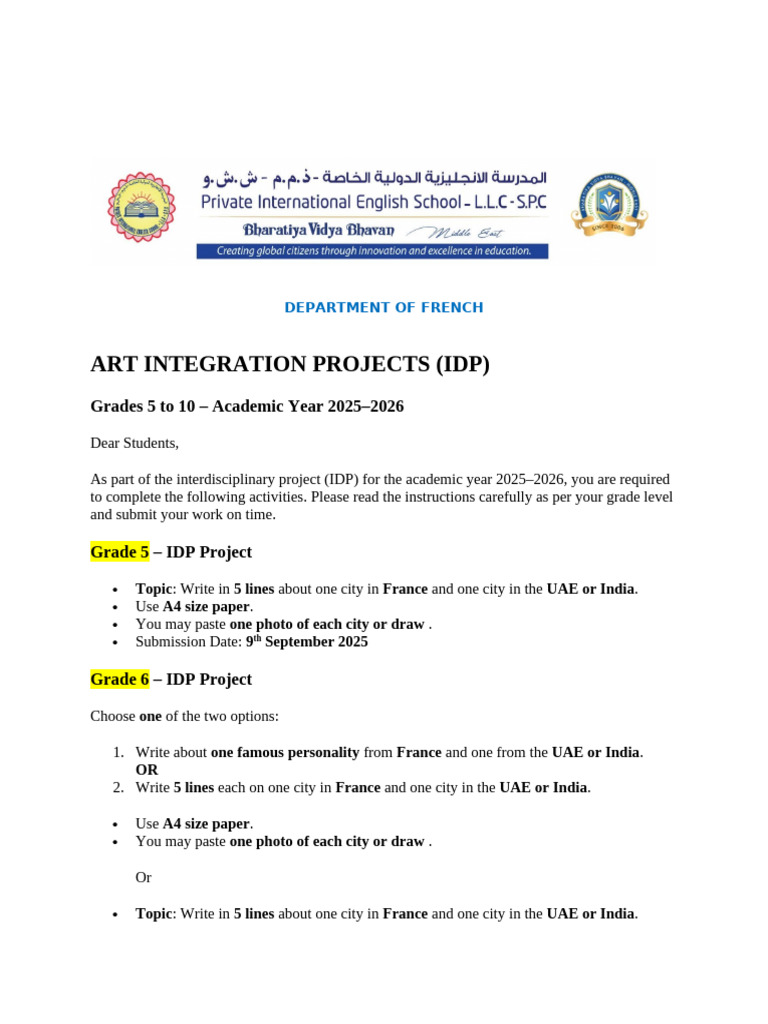 French Art Integration Projects 2025-2026 | PDF | Chess | Chess Theory