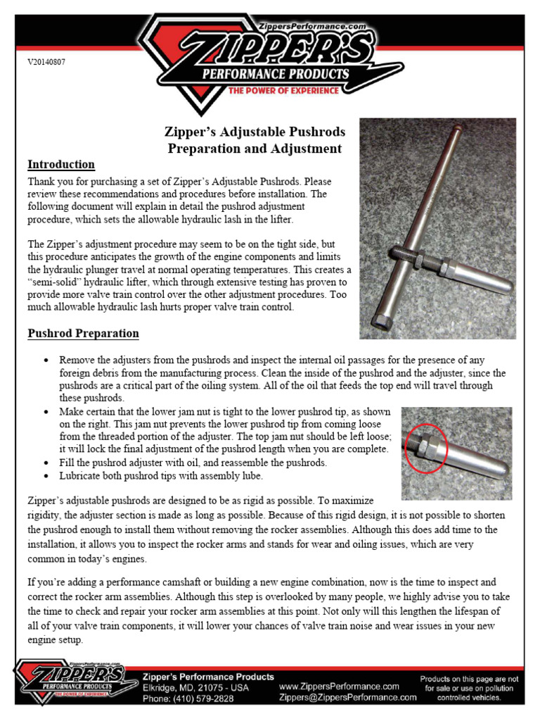Zipper's Adjustable Pushrod Guide | PDF | Engine Technology | Vehicle Parts