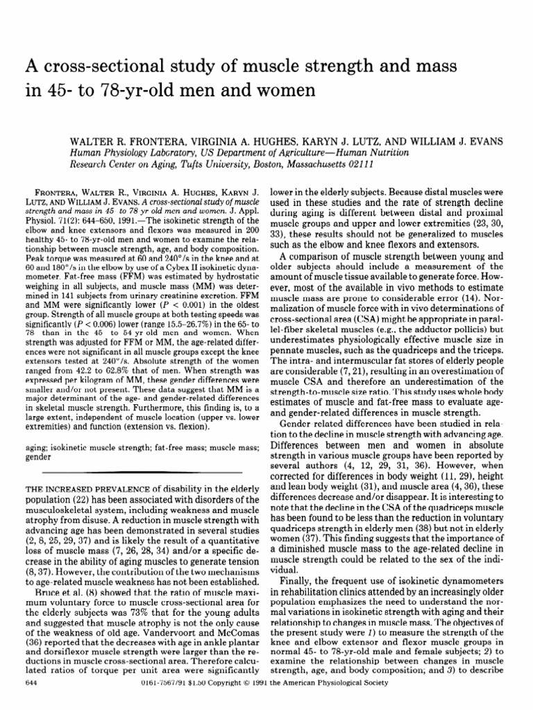Muscle Strength and Mass in Aging Adults | PDF | Musculoskeletal System