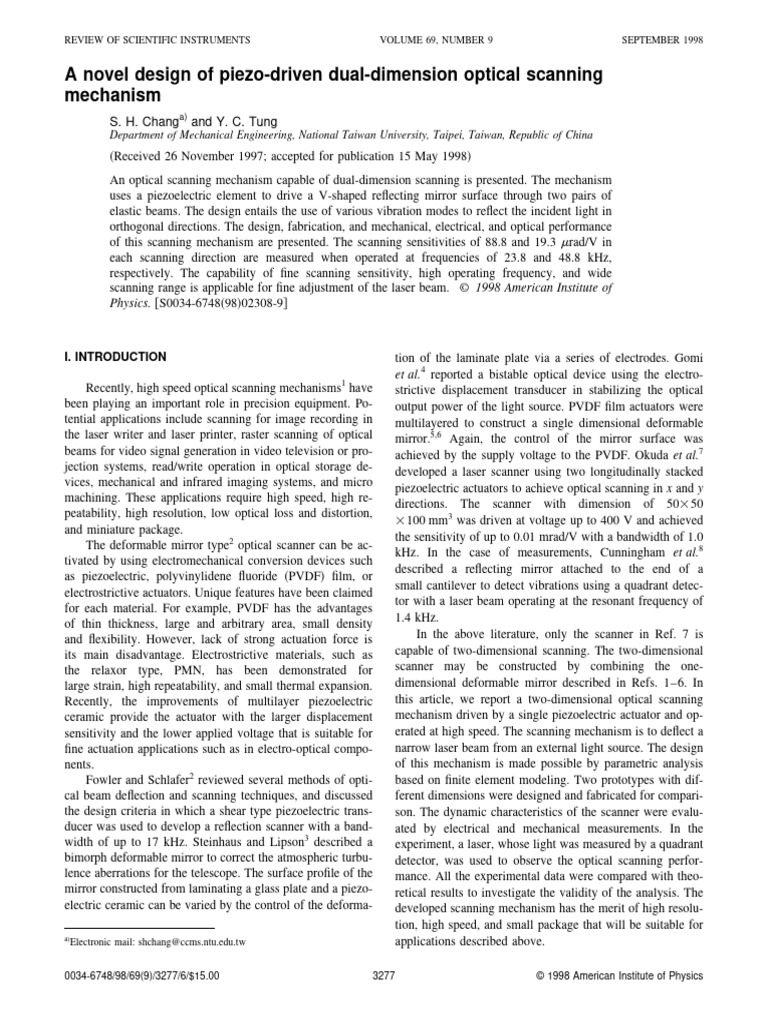 Piezo-Driven Dual-Dimension Scanner Design | PDF | Piezoelectricity ...