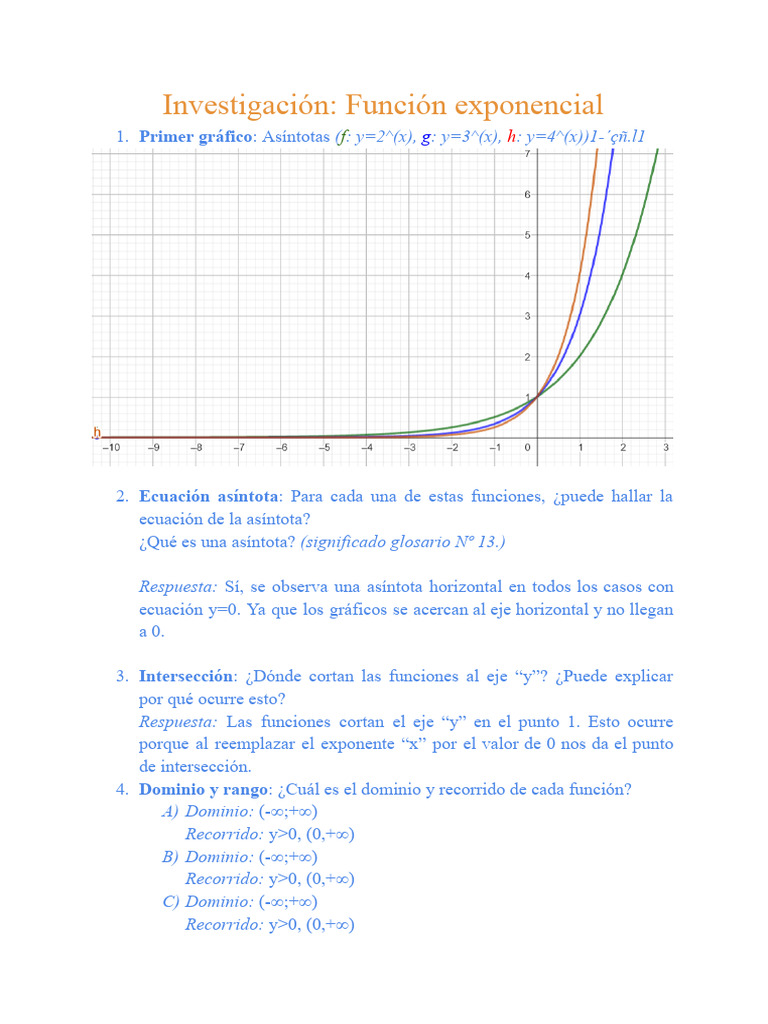 Investigación - Función Exponencial | PDF | Asíntota | Función ...
