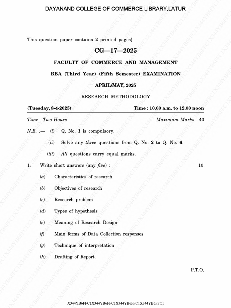 Pyq's of Research Methodology | PDF