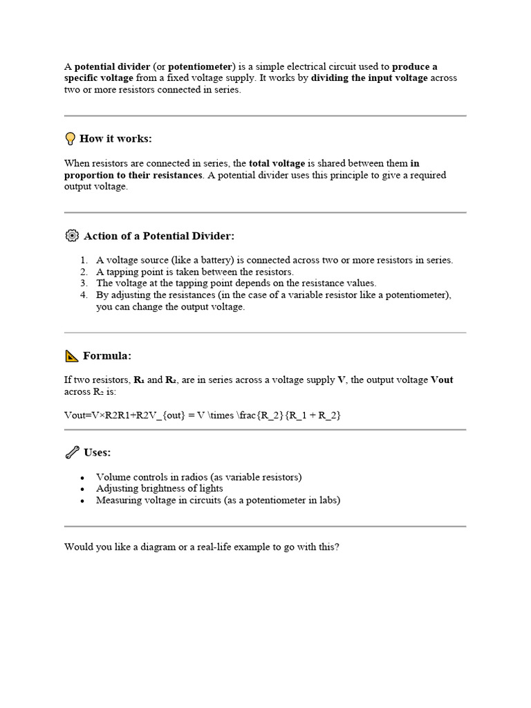 Potential Divider | PDF