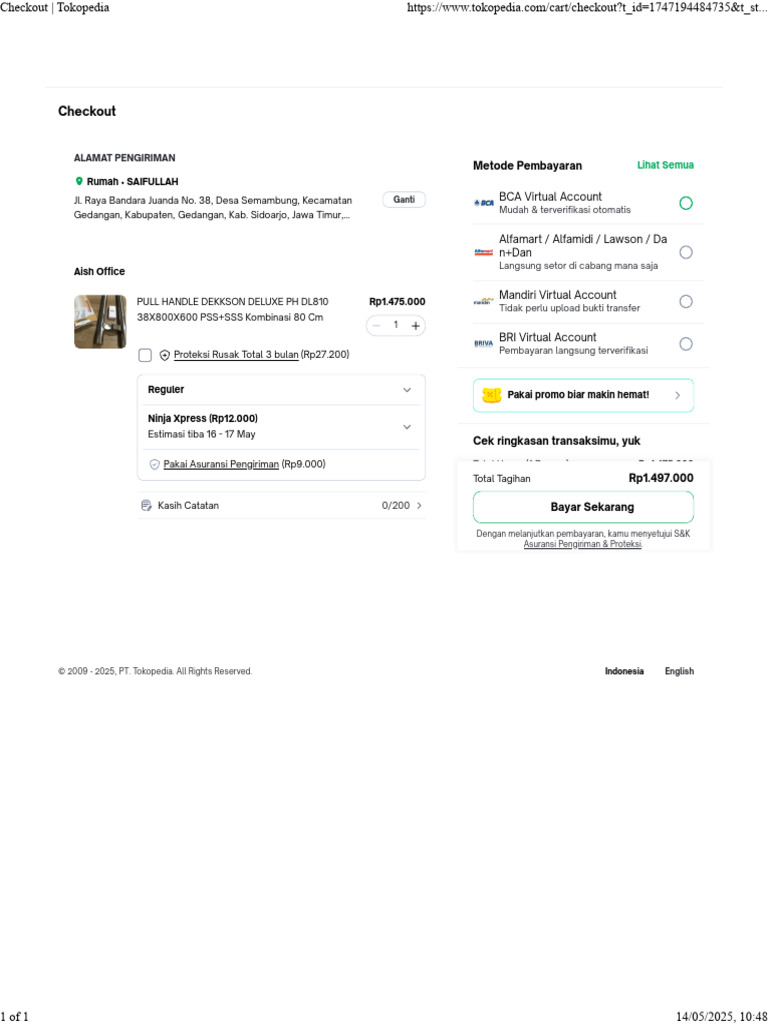 Halaman Checkout Tokopedia | PDF