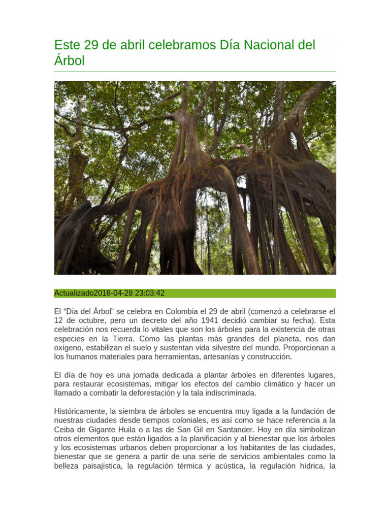 Este 29 de Abril Celebramos Día Nacional Del Árbol | PDF | Arboles ...