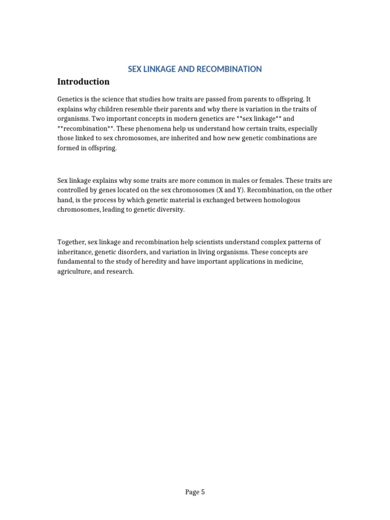 Sex Linkage And Recombination Pdf Genetic Linkage Genetic Recombination