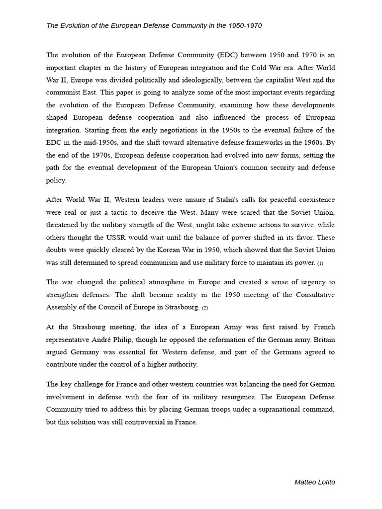 The Evolution of The European Defense Community (EDC) | PDF ...