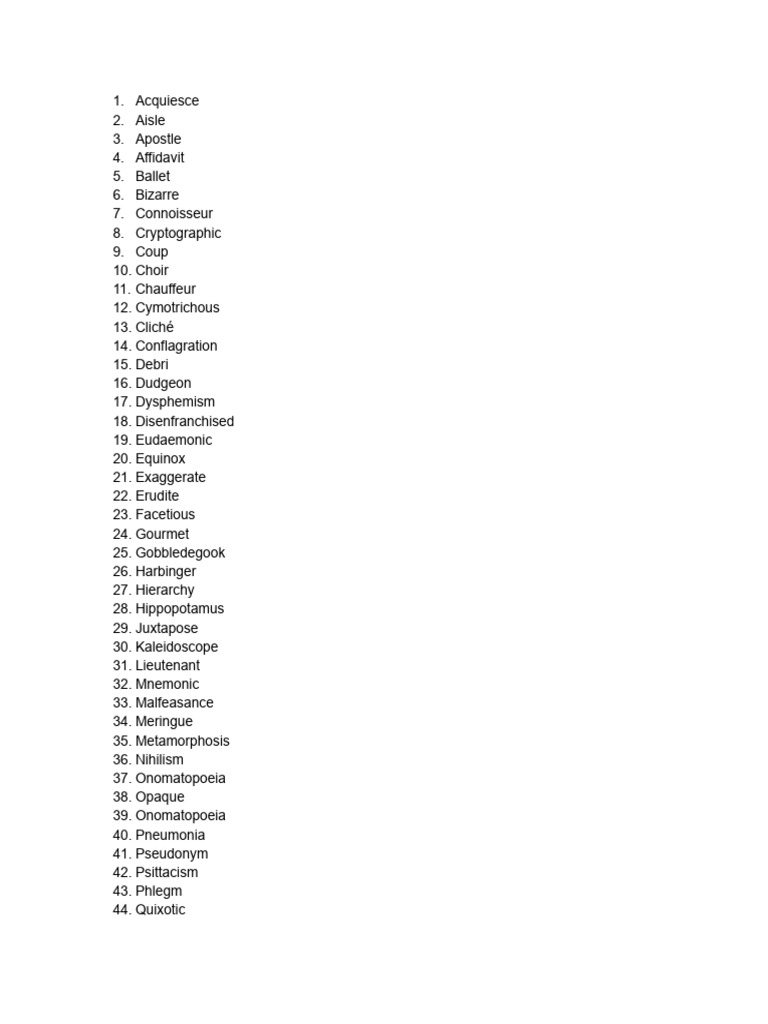 Synonyms and Meanings of Unique Words | PDF