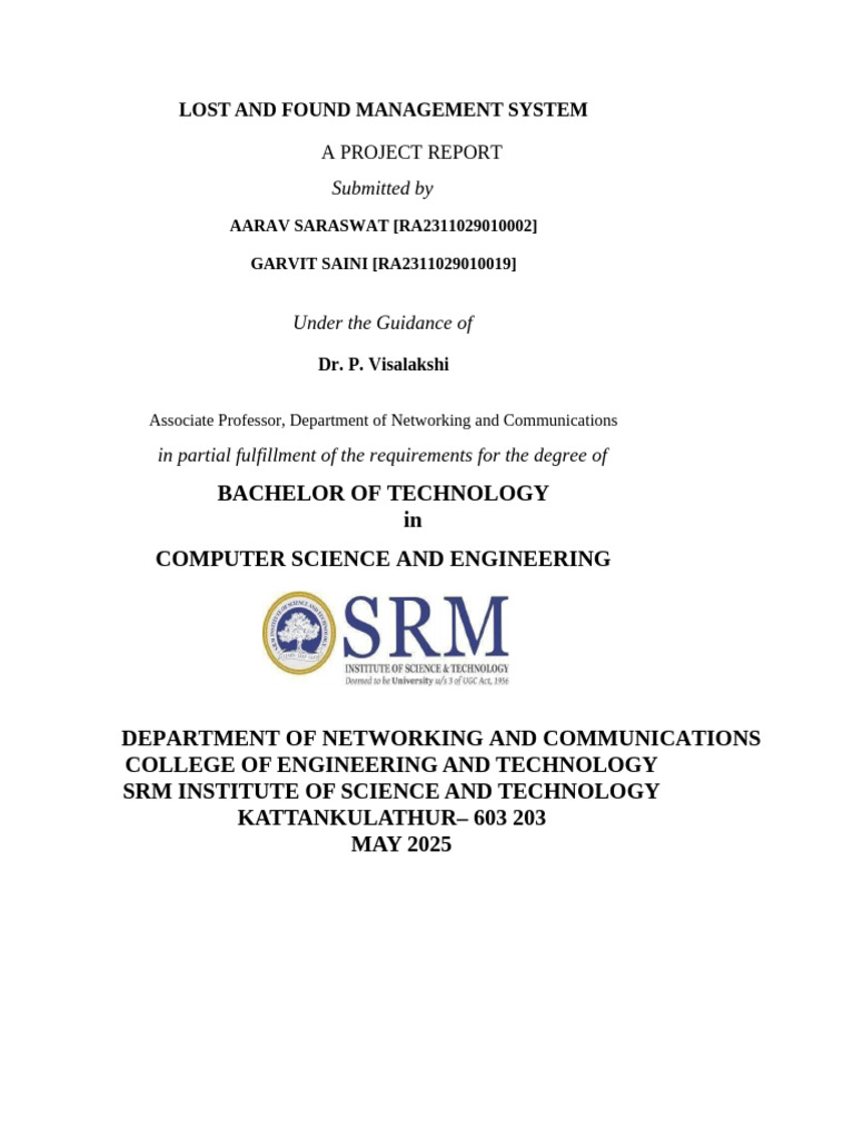Report Dbms Lost and Found | PDF | Databases | Password