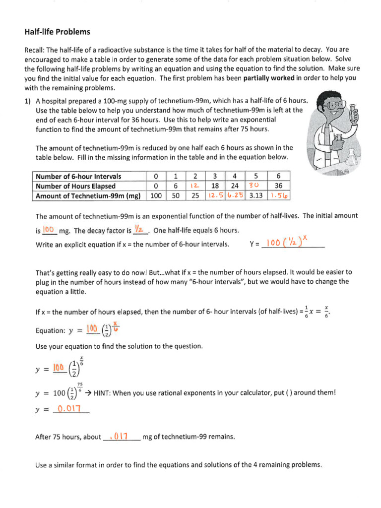 Half-Life - Problems Decay Equations | PDF