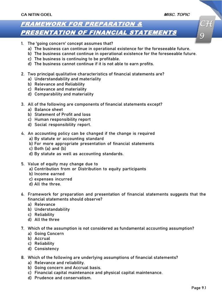 Financial Statements: Key Concepts & Assumptions | PDF | Going Concern ...