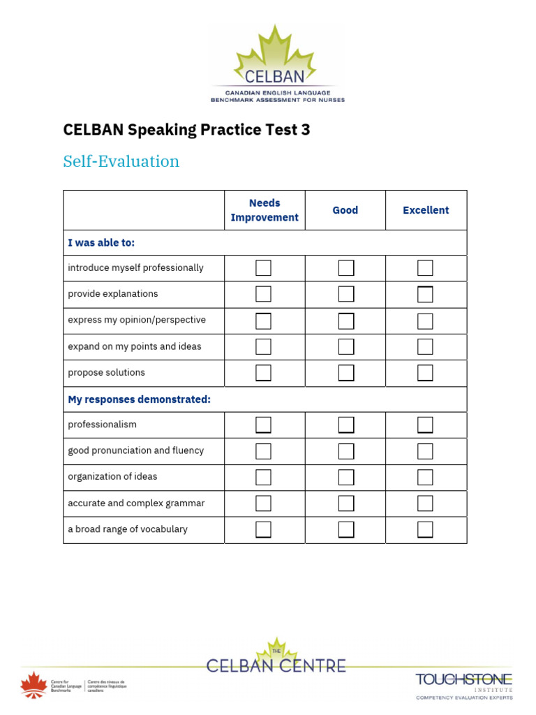 Self Evaluation Checklist 3 | PDF