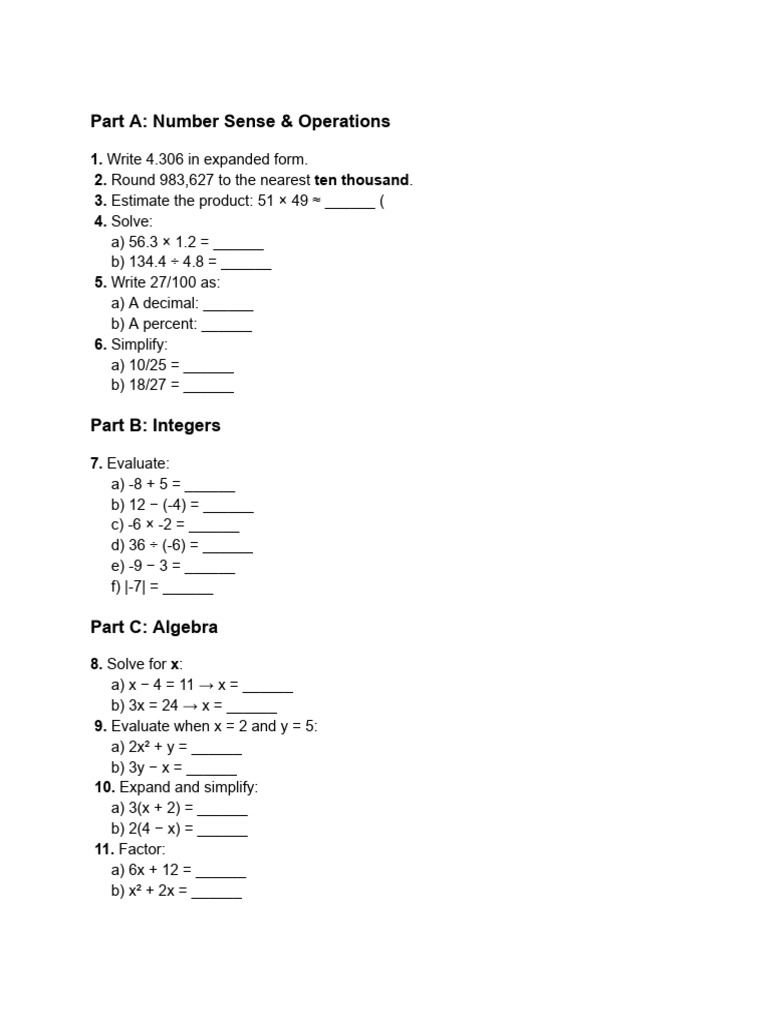 Grade 7 Math Quiz PDF | PDF