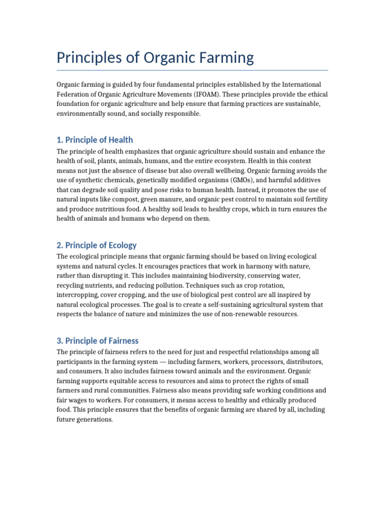 Principles of Organic Farming | PDF | Organic Farming | Agriculture