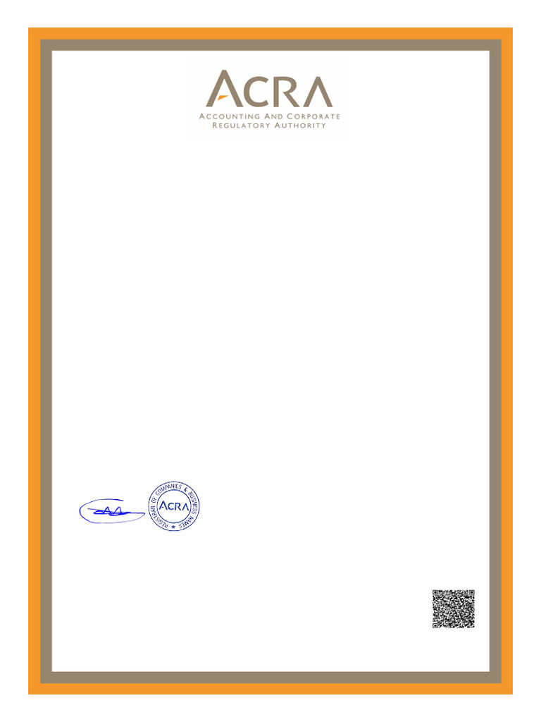 CH Global Pte Ltd Incorporation Certificate | PDF