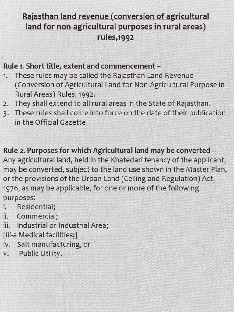 Conversion of Agriculture Land Rule 1992 | PDF | Social Institutions ...