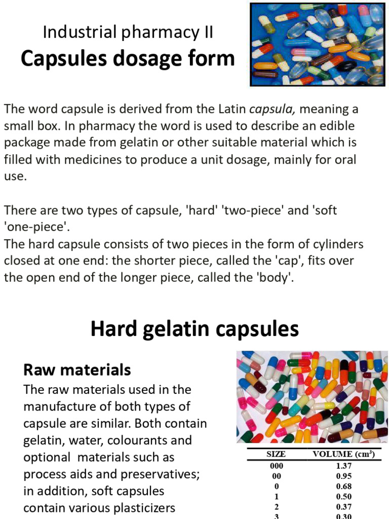 Capsule Dosage Form Overview | PDF | Pharmaceutical Formulation ...