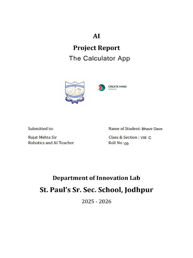 Ai Project ''The Calculator App'' | PDF