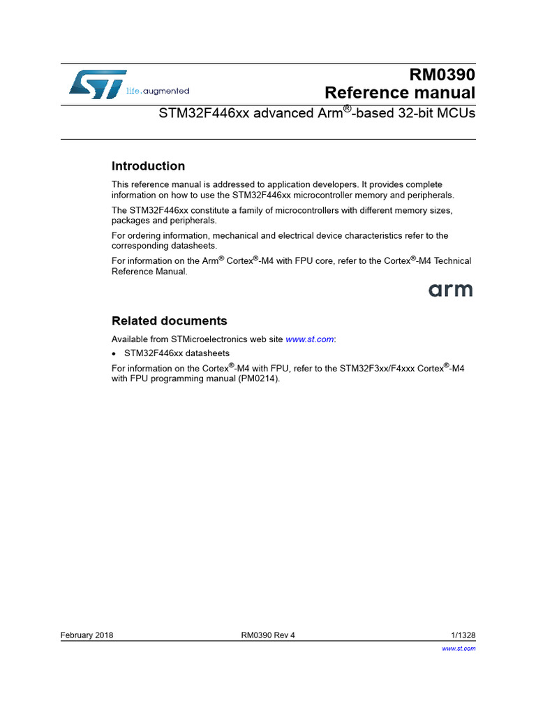 Reference Manual Dm00135183 Stm32f446xx Advanced Armbased 32bit Mcus Stmicroelectronics | PDF ...