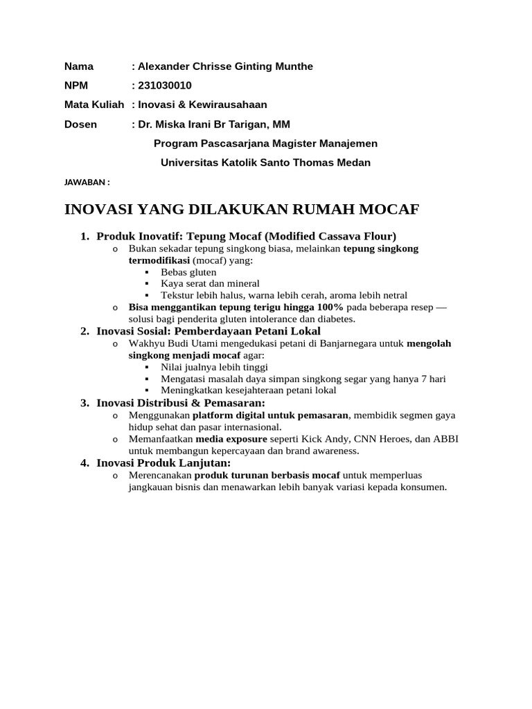 010-Alexander UTS Inovasi Kewirausahaan | PDF