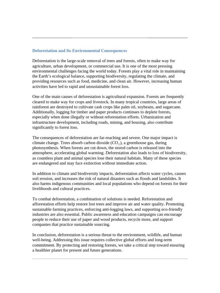 Deforestation: Causes and Consequences | PDF | Deforestation | Forests