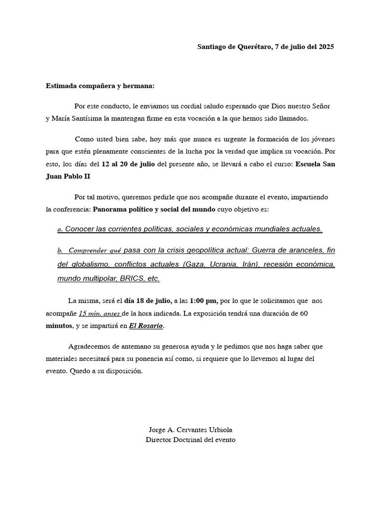 Invitación Guera Escuela SJPII | PDF