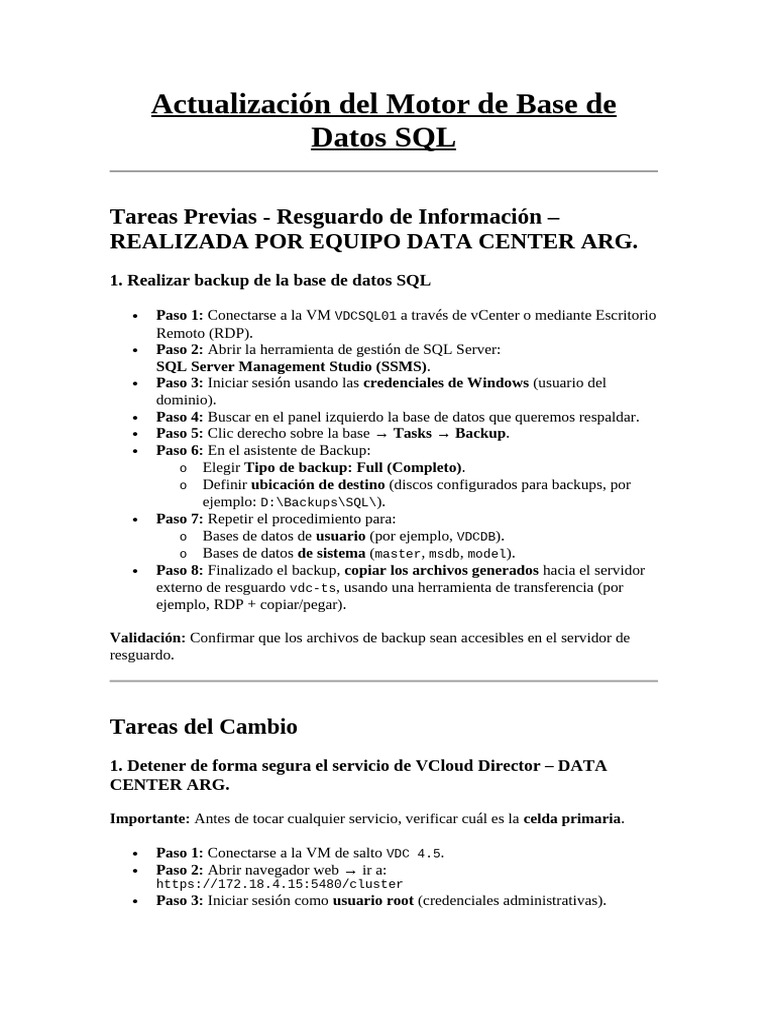 Actualización Del Motor de Base de Datos SQL Final Mod | PDF | Apoyo | Servidor SQL de Microsoft