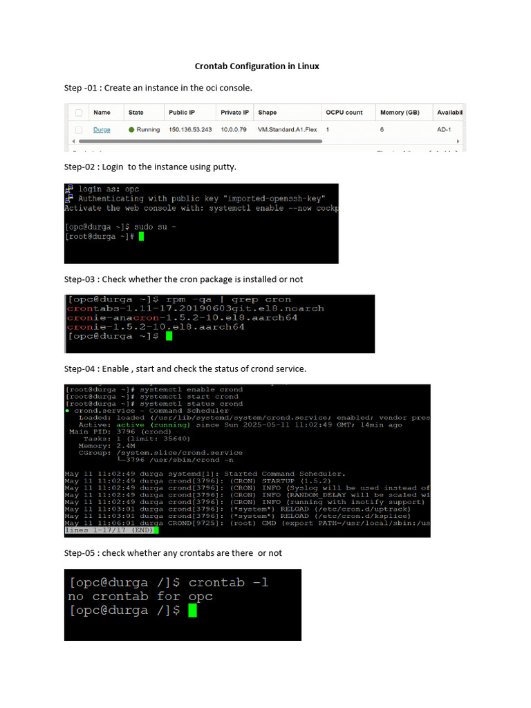 Crontab Configuration For Oracle Linux | PDF