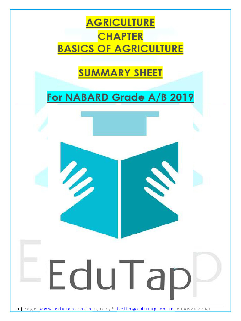 Basics of Agriculture Overview | PDF | Soil | Tillage