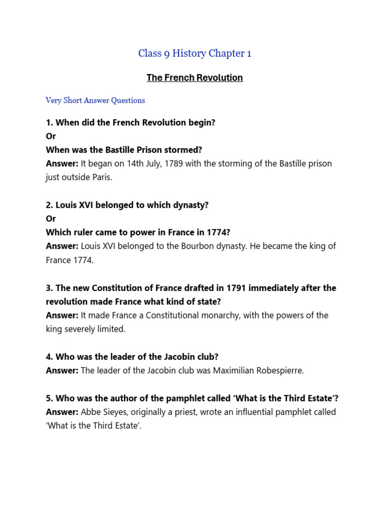 The French Revolution Notes | PDF | French Revolution | Reign Of Terror