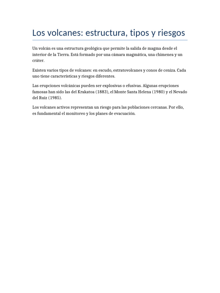 Estructura de un volcán y sus tipos | PDF