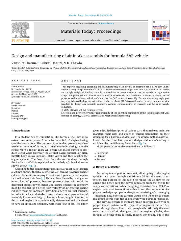 Artigo 2021 - Sharma - Design and Manufacturing of Air Intake Assembly ...