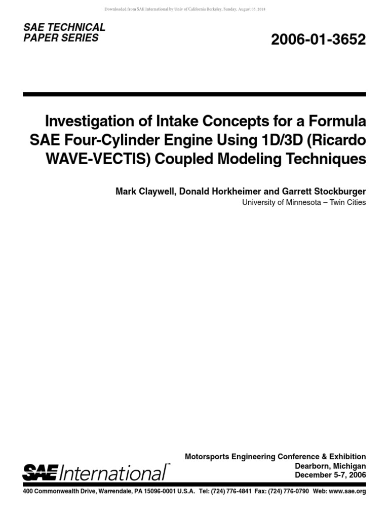 Report 2006 - Claywell - Investigation of Intake Concepts For A Formula ...