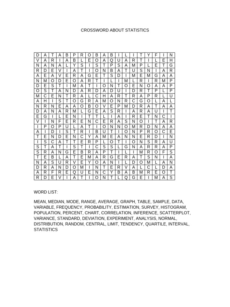 Statistics Vocabulary Crossword | PDF
