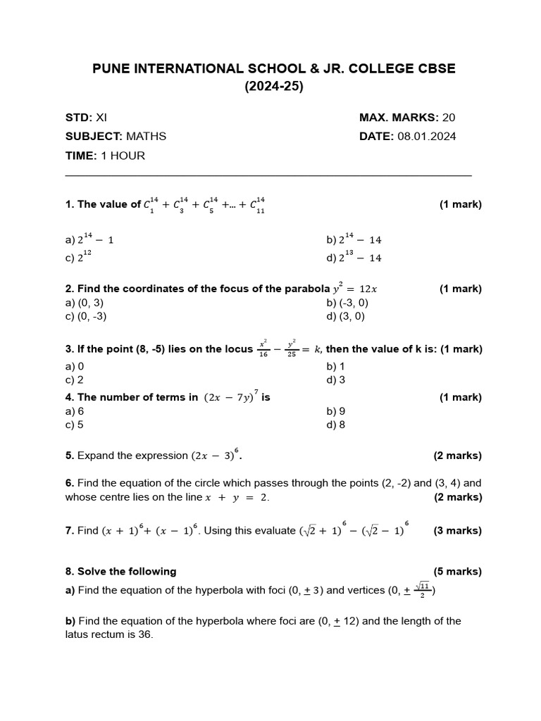 Unit Test 2 Maths 11th | PDF | Geometry | Elementary Geometry